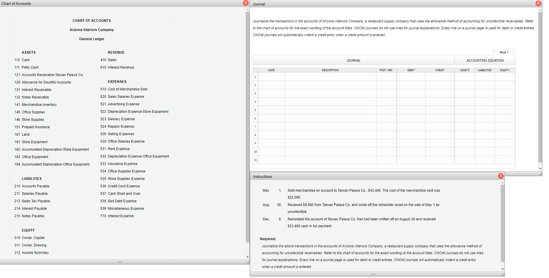 Solved Chart of Accounts (X) Journal Journalize the | Chegg.com