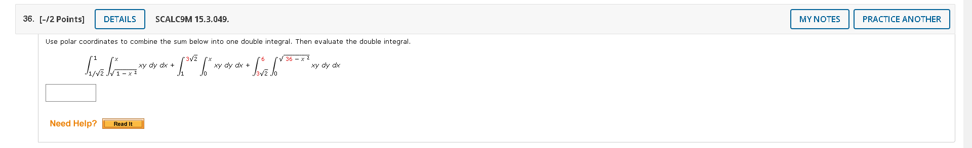 Solved 36. [-/2 Points] DETAILS SCALC9M 15.3.049. PRACTICE | Chegg.com