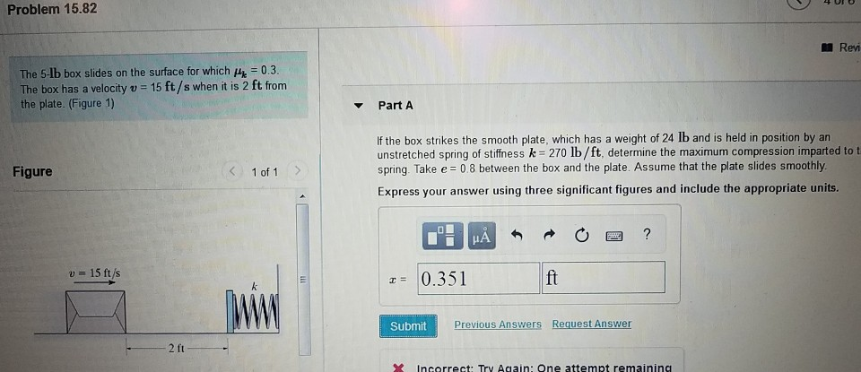 Solved Problem 15.82 Revi The 5-lb box slides on the surface | Chegg.com