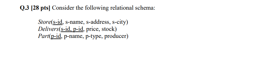 Solved Q.3 (28 pts] Consider the following relational | Chegg.com