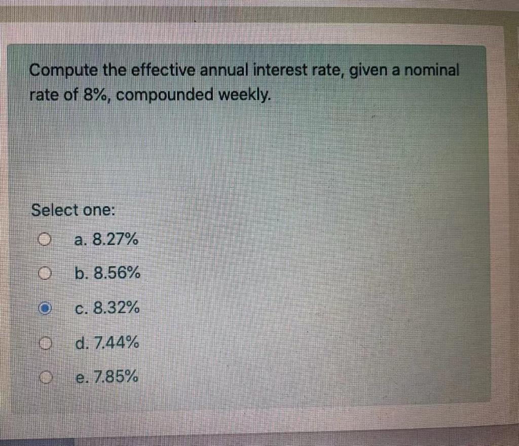 Solved If the effective annual interest rate is 6%, what is | Chegg.com