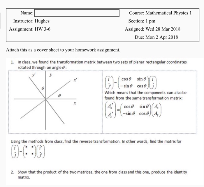 Solved Name Course: Mathematical Physics 1 Instructor: | Chegg.com