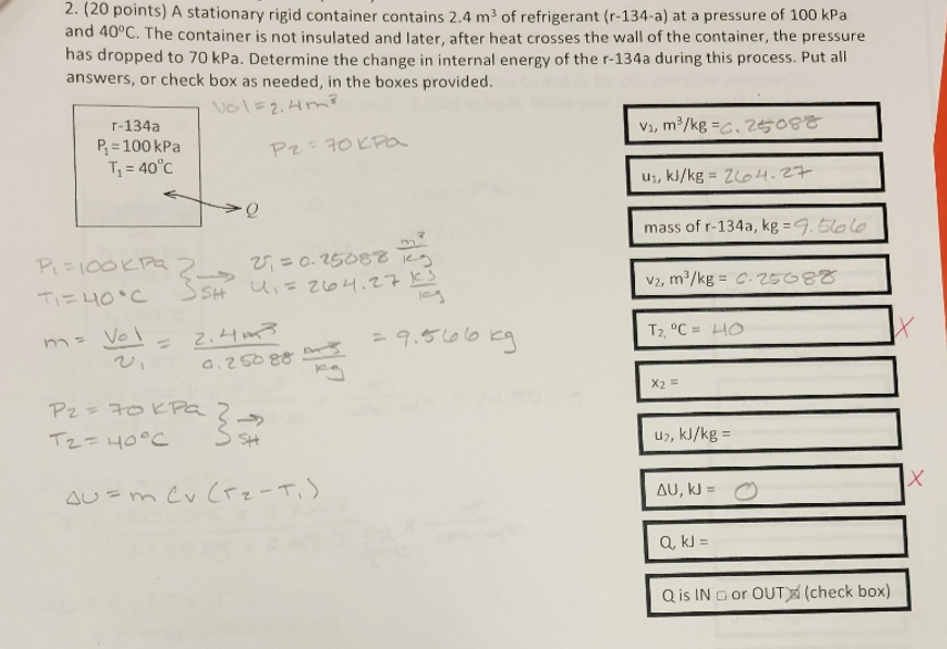 Solved 2. (20 points) A stationary rigid container contains | Chegg.com