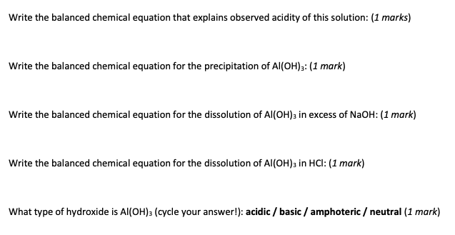Solved This test will explore several properties of aluminum | Chegg.com