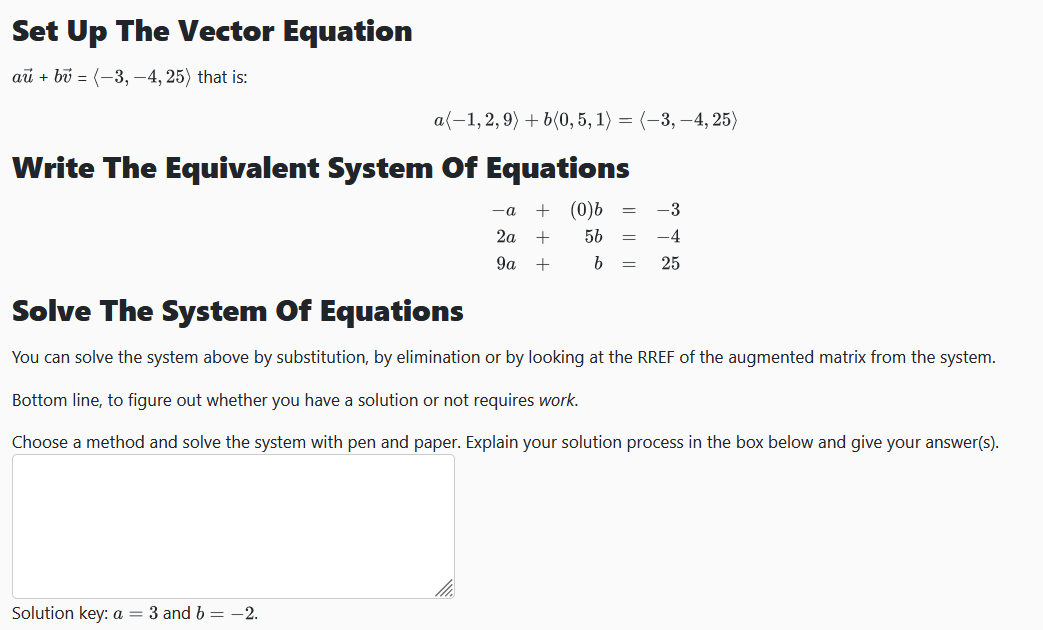 Solved Set Up The Vector Equation au+bv= −3,−4,25 that is: | Chegg.com