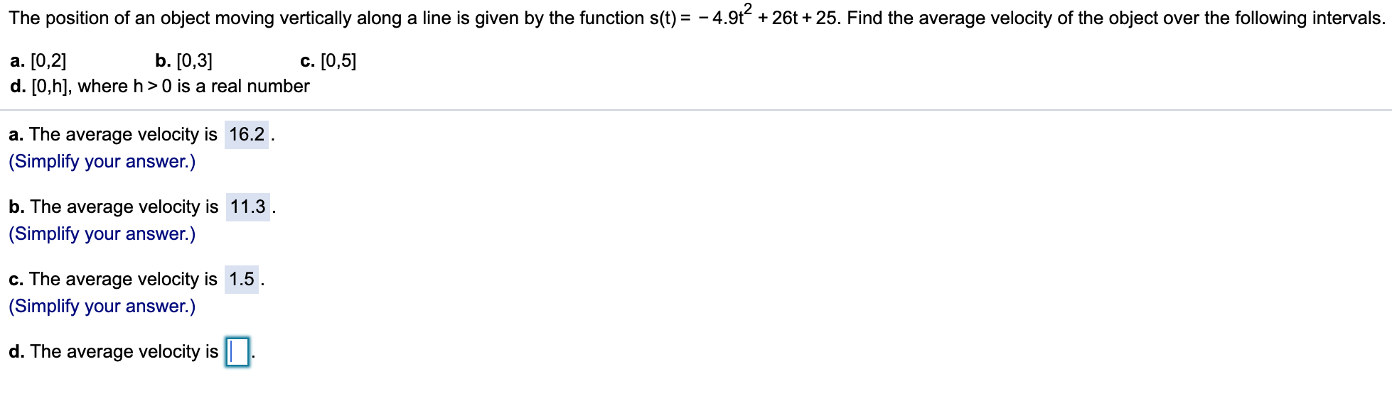 Solved The position of an object moving vertically along a | Chegg.com