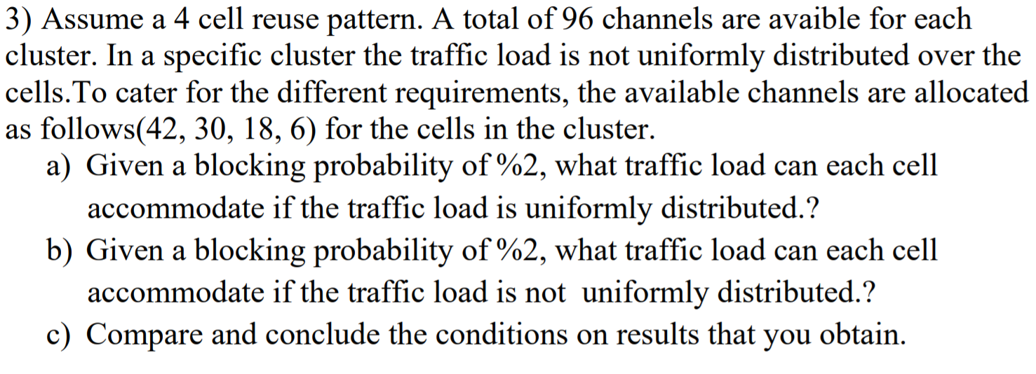 3) Assume a 4 cell reuse pattern. A total of 96 | Chegg.com