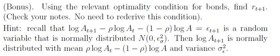 (Bonus). Using the relevant optimality condition for | Chegg.com