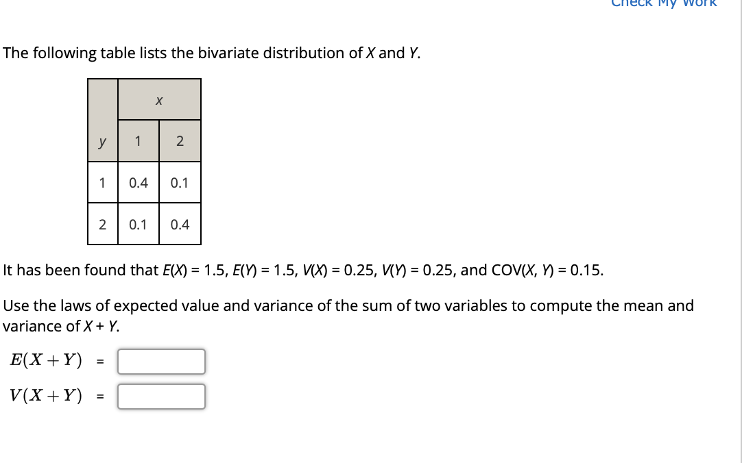 Solved The following table lists the bivariate distribution | Chegg.com