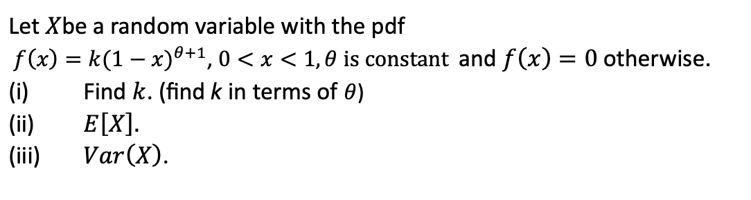 Let x ﻿be a random variable with the | Chegg.com