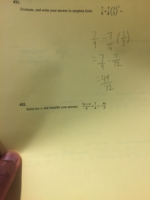 Solved Evaluate, and write your answer in simplest form: 7/9 | Chegg.com