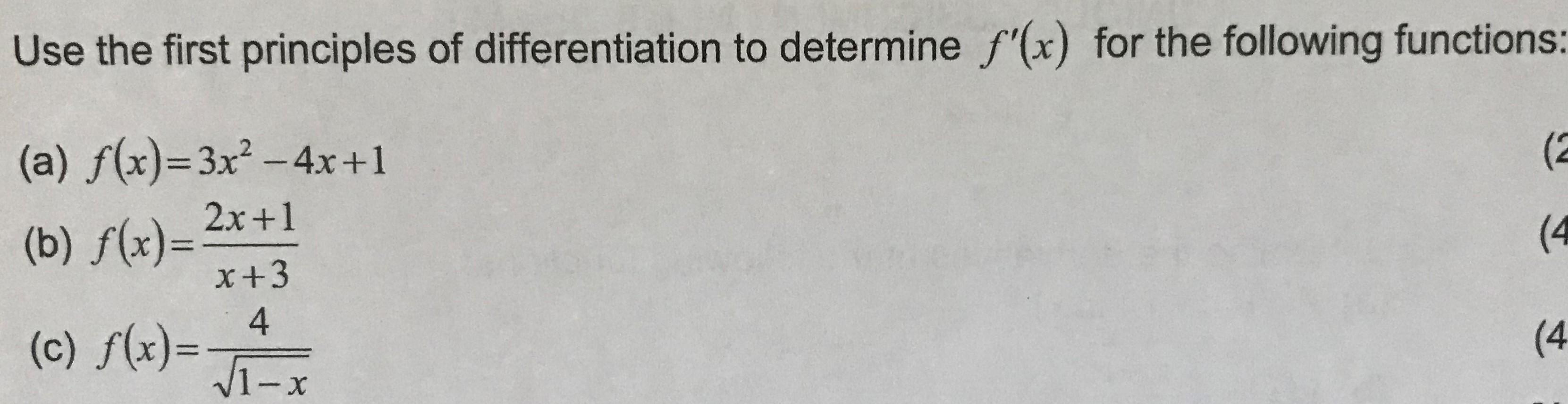 Solved Use the first principles of differentiation to | Chegg.com