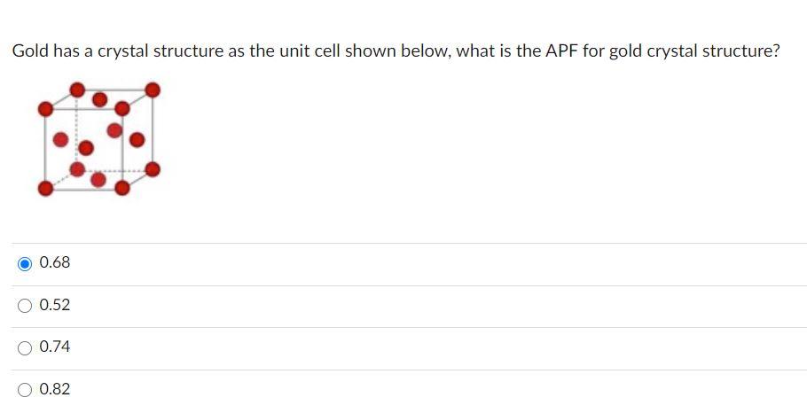 Solved Gold has a crystal structure as the unit cell shown | Chegg.com