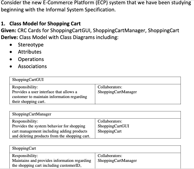 Solved Consider the new E-Commerce Platform (ECP) system | Chegg.com