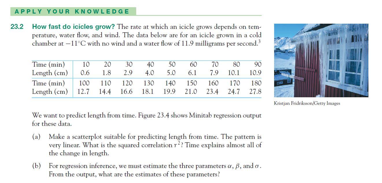 Solved APPLY YOUR KNOWLEDGE 23.2 How fast do icicles grow? | Chegg.com