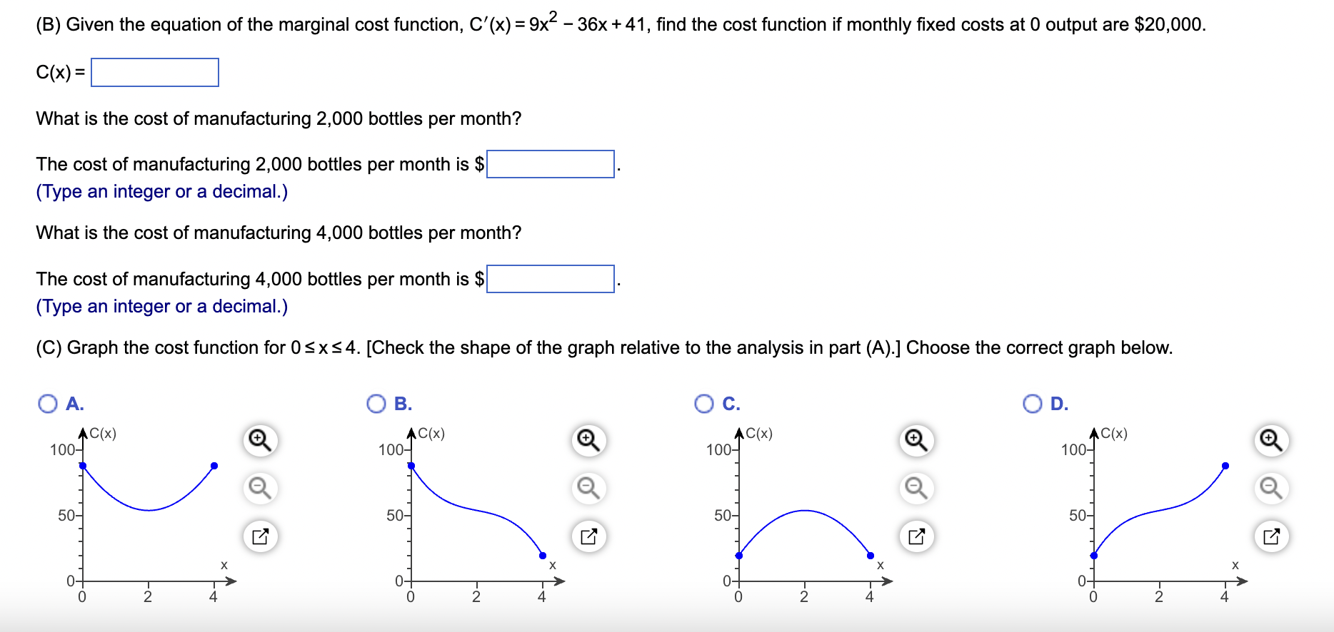 Solved 3. The graph of the marginal cost function from the | Chegg.com
