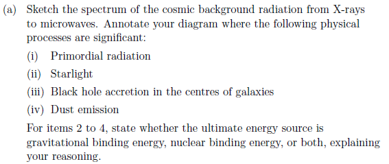 Solved a) Sketch the spectrum of the cosmic background | Chegg.com