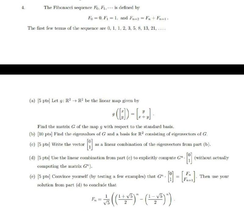 Solved The Fibonacci sequence Fo, Fi... is defined by Fo = | Chegg.com