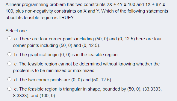 Solved A linear programming problem has two constraints 2X + | Chegg.com
