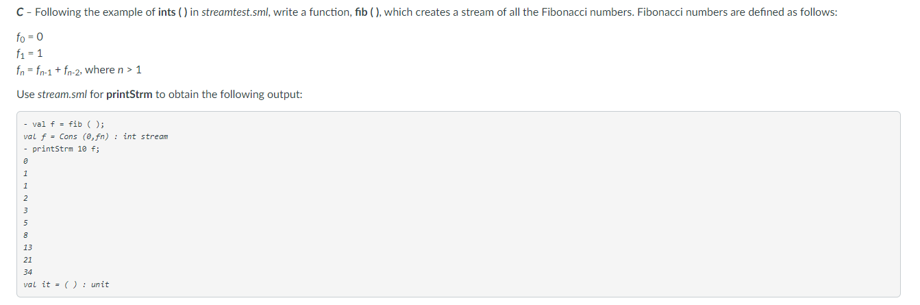 C - Following the example of ints() in | Chegg.com