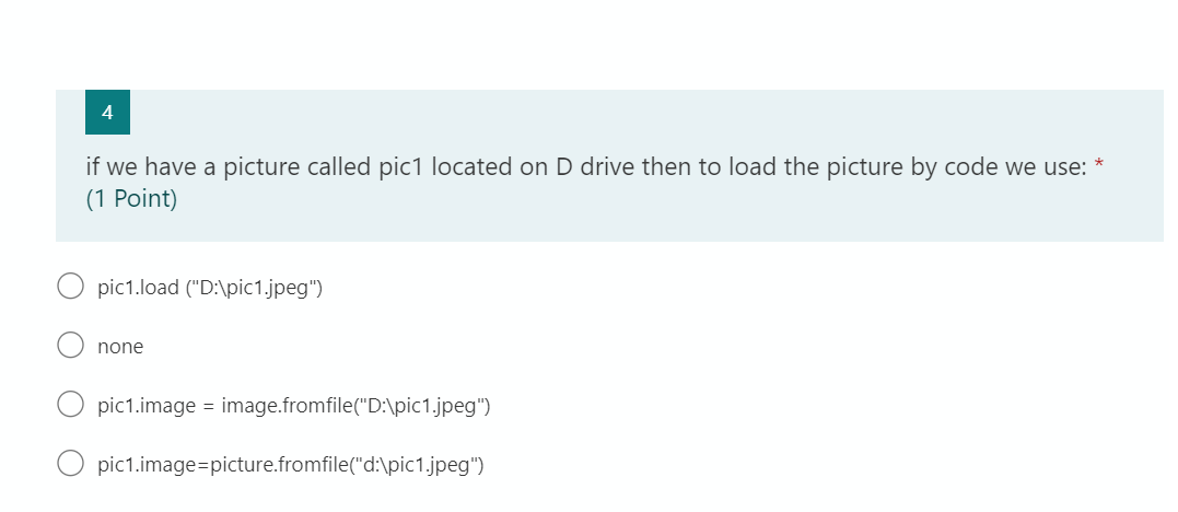 Solved 4 if we have a picture called pic1 located on D drive | Chegg.com