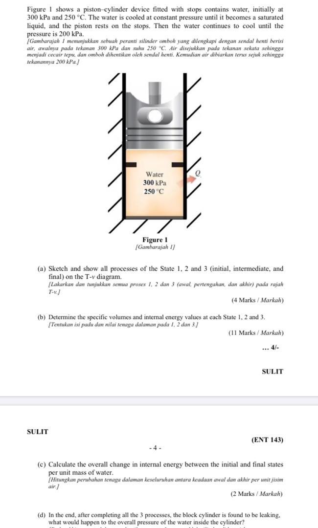 Solved Figure 1 shows a piston-cylinder device fitted with | Chegg.com
