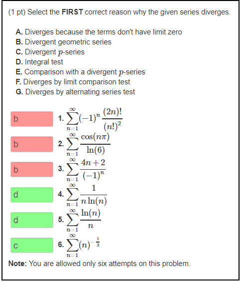 Solved (1 pt) Select the FIRST correct reason why the given | Chegg.com