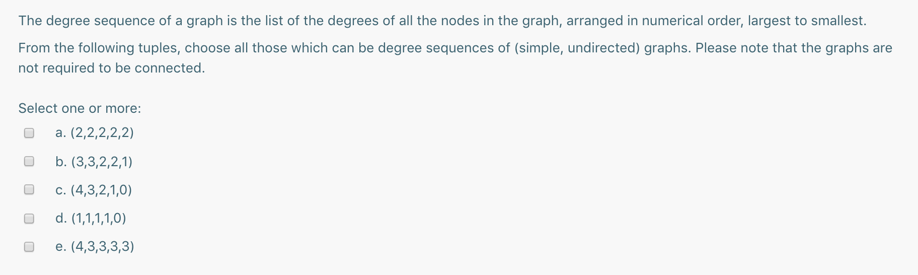 Solved The Degree Sequence Of A Graph Is The List Of The