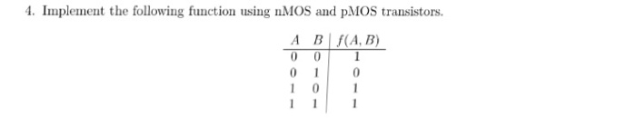 Solved A Implement The Following Function Using Nmos And 