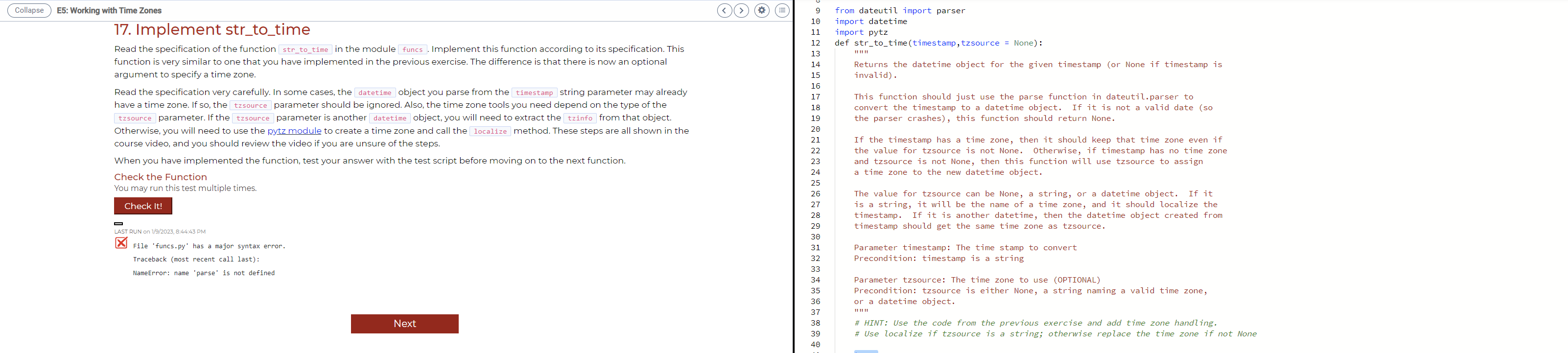 Solved Can someone please help me implement str_to_time. No | Chegg.com