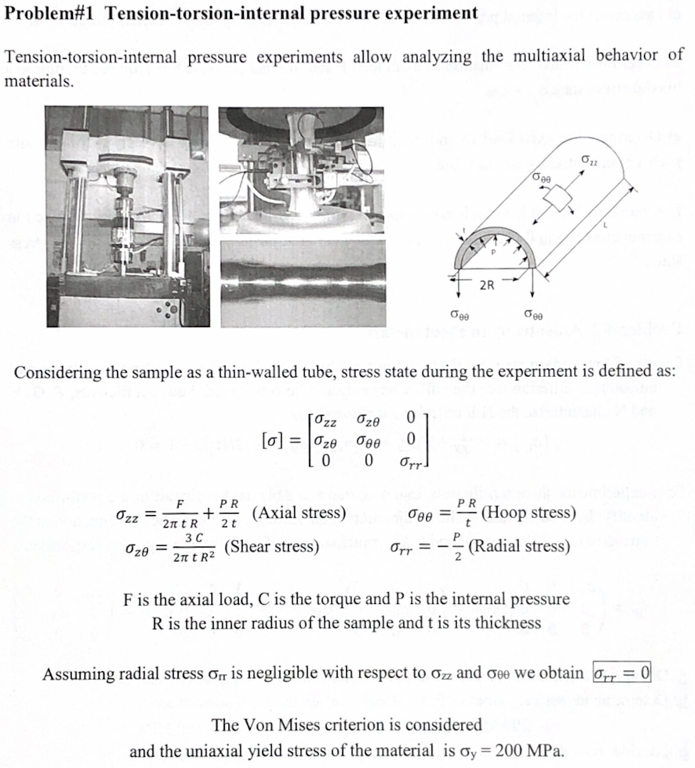 Problem#1 Tension-torsion-internal pressure | Chegg.com