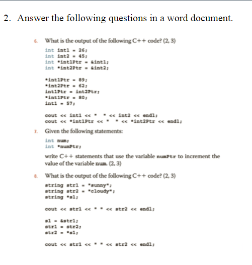 Solved 2. Answer the following questions in a word document. | Chegg.com