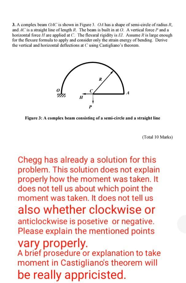 Solved 3. A complex beam OAC is shown in Figure 3. OA has a | Chegg.com