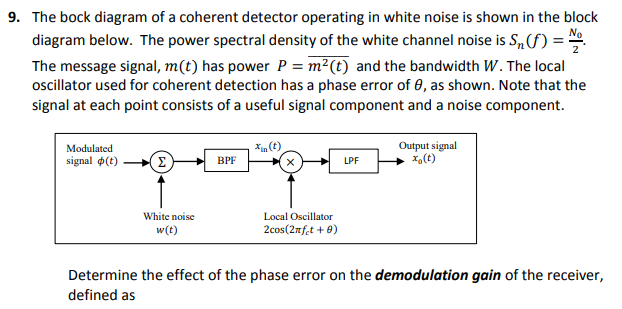 9. The bock diagram of a coherent detector operating | Chegg.com