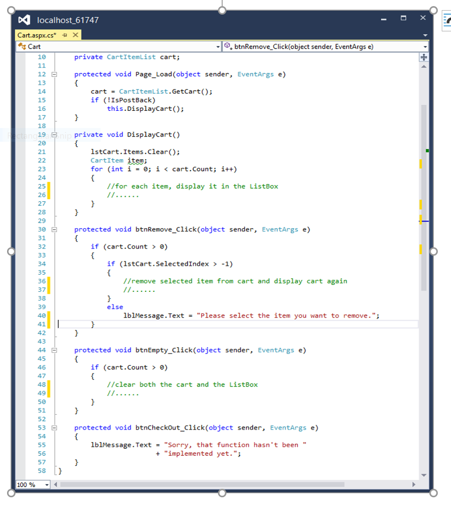 Developing a shopping cart application I need help | Chegg.com