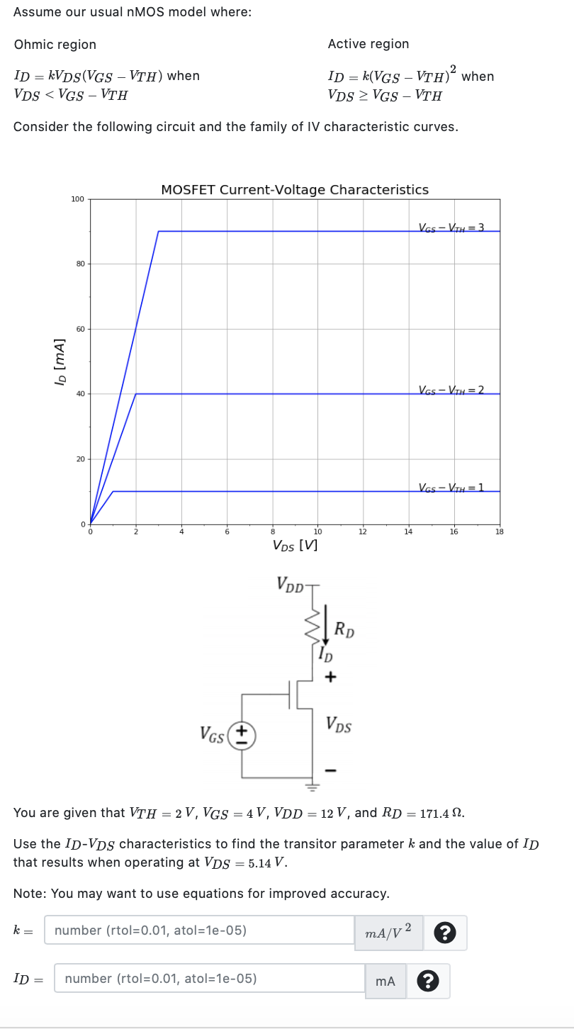 Solved Assume our usual NMOS model where: Active region | Chegg.com