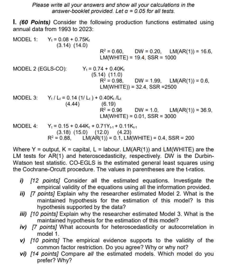 Solved Please write all your answers and show all your | Chegg.com