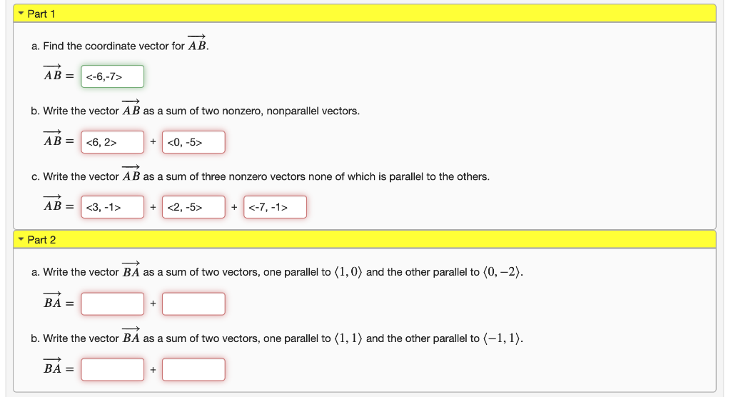 Solved (1 point) The figure below shows two named points A | Chegg.com