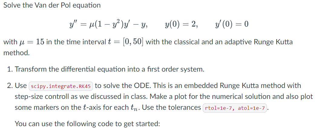 Solved Solve the Van der Pol | Chegg.com