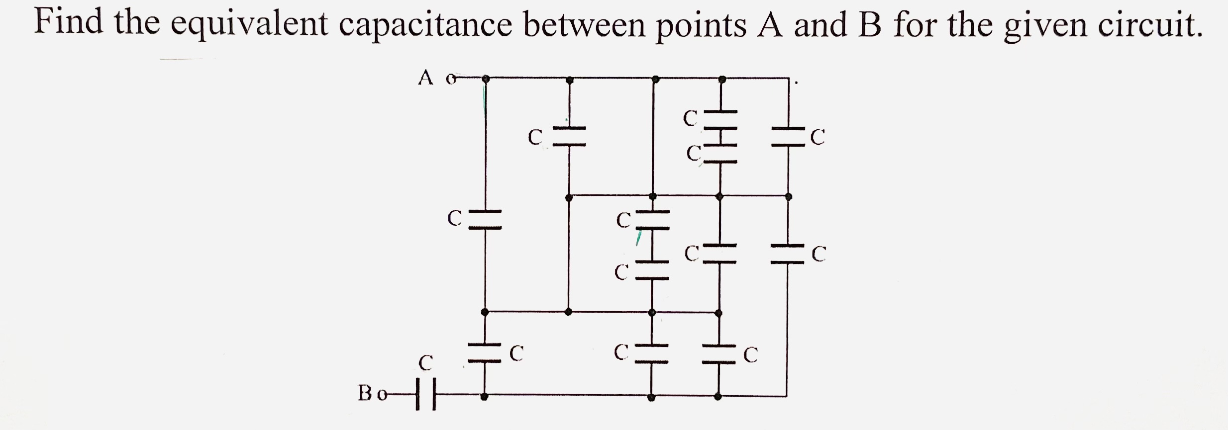 Solved Find the equivalent capacitance between points A and | Chegg.com