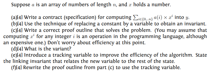 Solved Suppose a is an array of numbers of length n, and x | Chegg.com