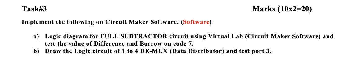 Solved Task#3 Marks (10x2=20) Implement the following on | Chegg.com