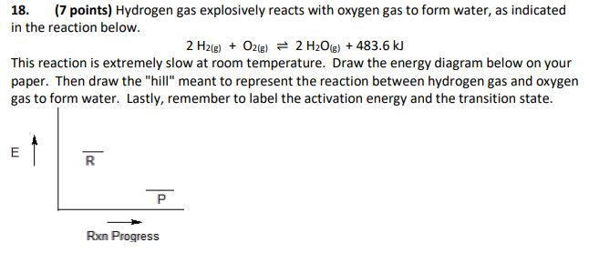 Solved 18. (7 points) Hydrogen gas explosively reacts with | Chegg.com