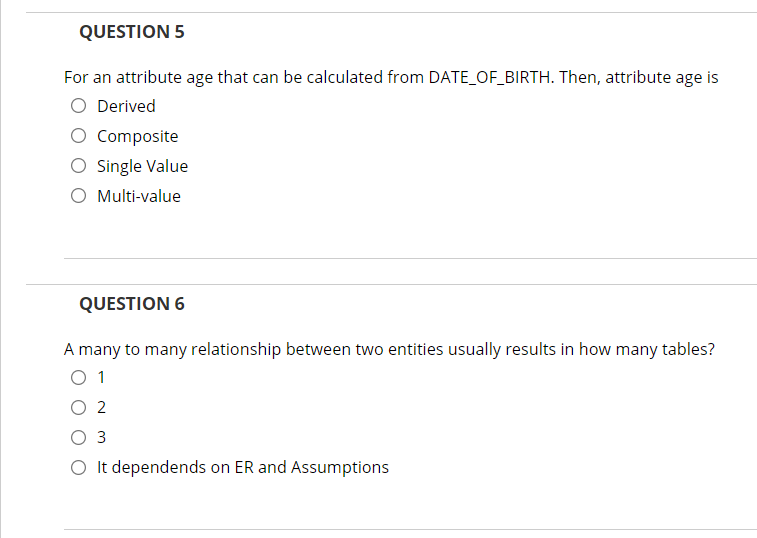 Solved QUESTION 5 For an attribute age that can be | Chegg.com