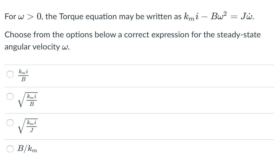 Solved For \\( \\omega>0 \\), the Torque equation may be | Chegg.com