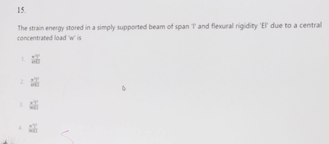 Solved The strain energy stored in a simply supported beam | Chegg.com