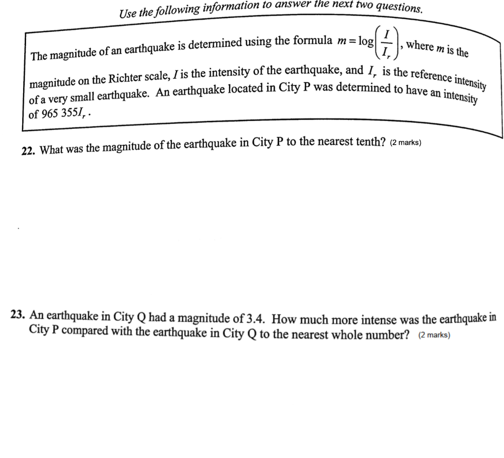 Solved The magnitude of an earthquake is determined using | Chegg.com