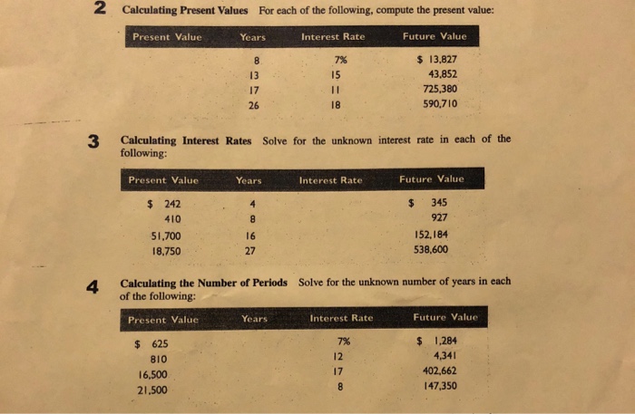 Solved 2 Calculating Present Values For each of the | Chegg.com