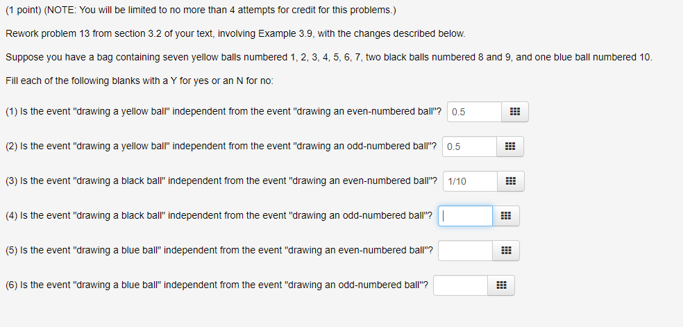 Solved (1 point) (NOTE: You will be limited to no more than | Chegg.com