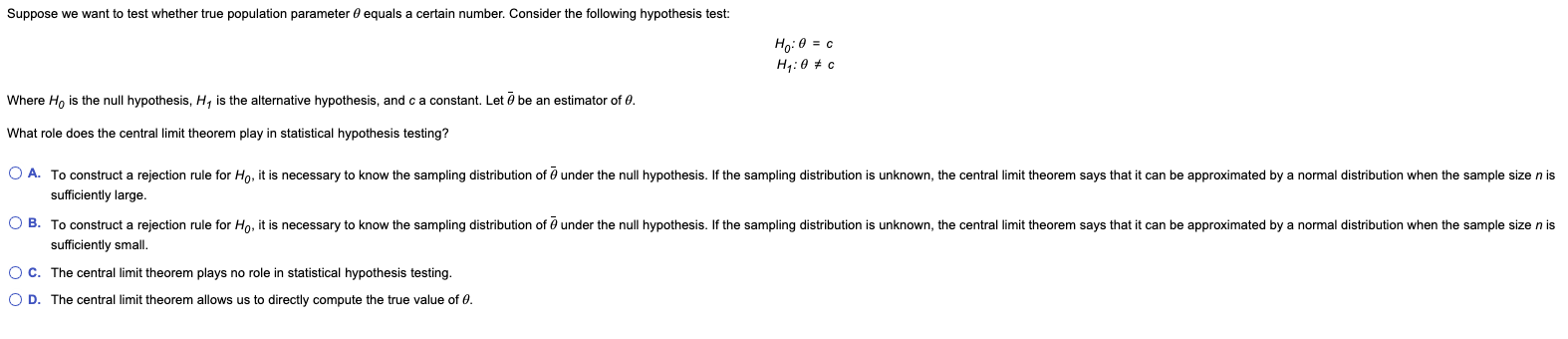 Solved Suppose we want to test whether true population | Chegg.com